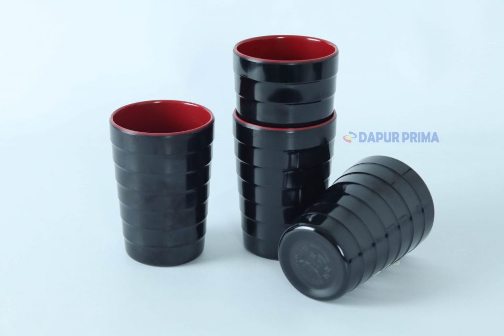 GELAS TWO TONE MAROON-HITAM 4,5′ — Dapur Prima