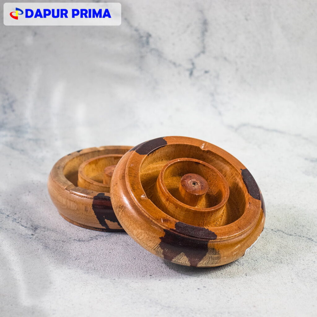 ASBAK KAYU BULAT MAHONI DORENG — Dapur Prima