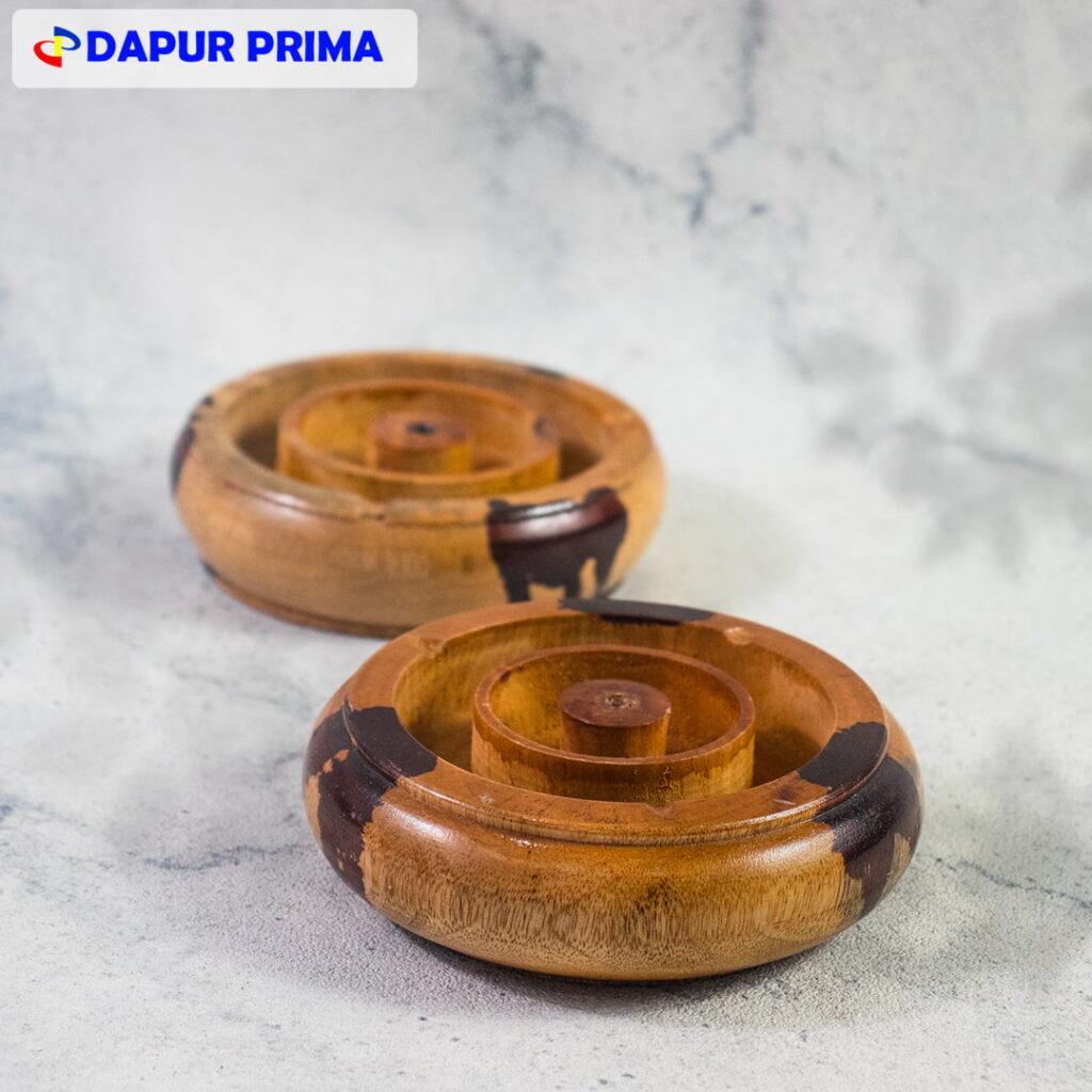 ASBAK KAYU BULAT MAHONI DORENG — Dapur Prima